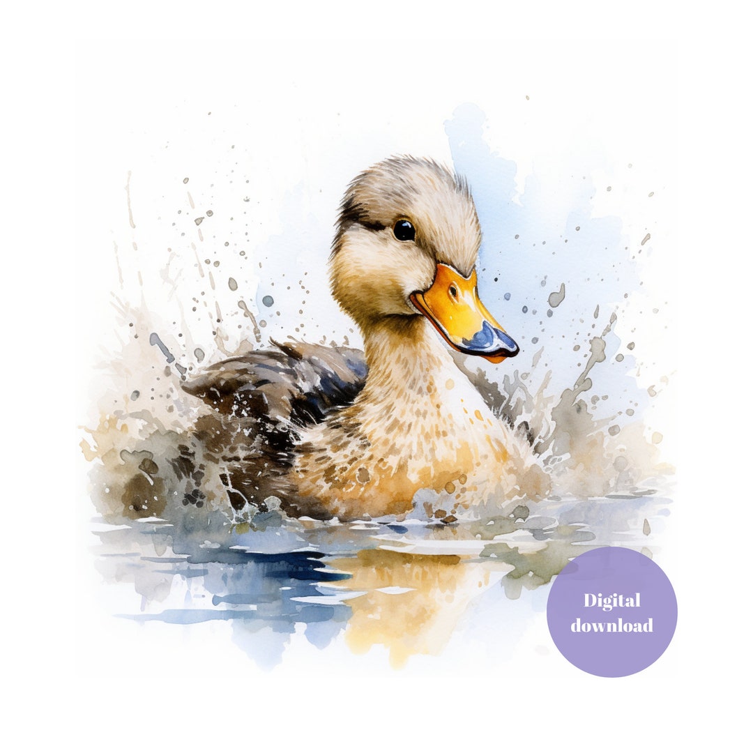 Duck Painting Printable Wall Art, Duck Watercolor Print, Duck Nursery ...