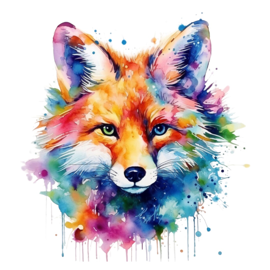 Fox Watercolor Painting, Alcohol Ink,fox Printable Wall Art, Nursery ...