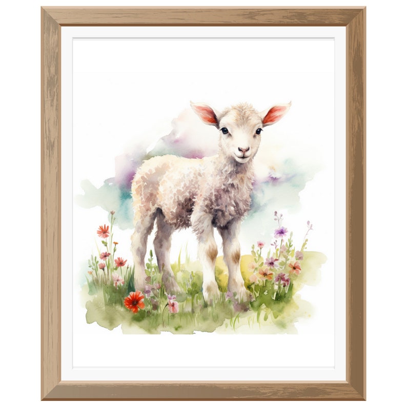 Lamb Clipart , Lamb Watercolor Painting, Lamb Printable Wall Art ...