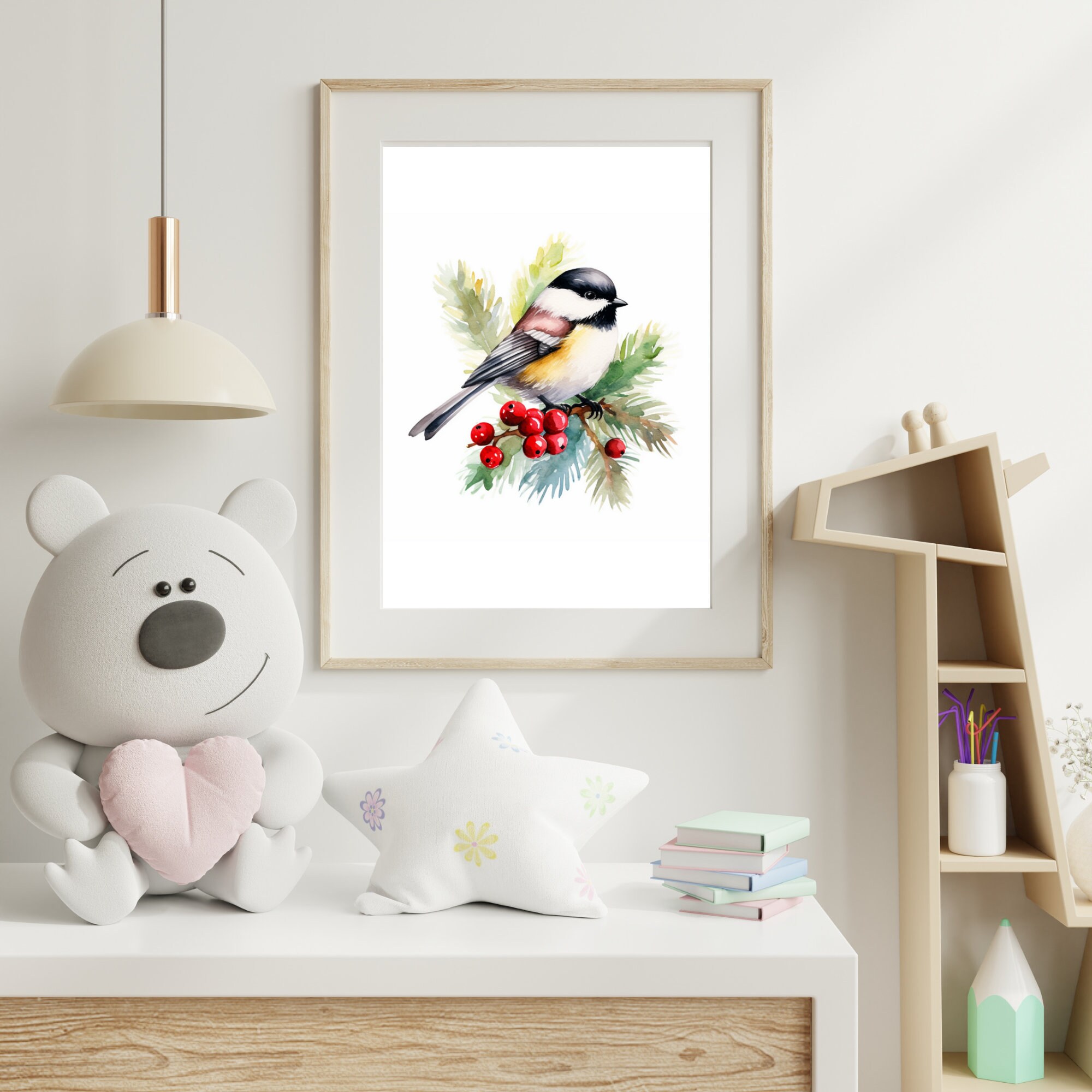 Chickadee Bird Watercolor Painting, Chickadee Printable Wall Art ...