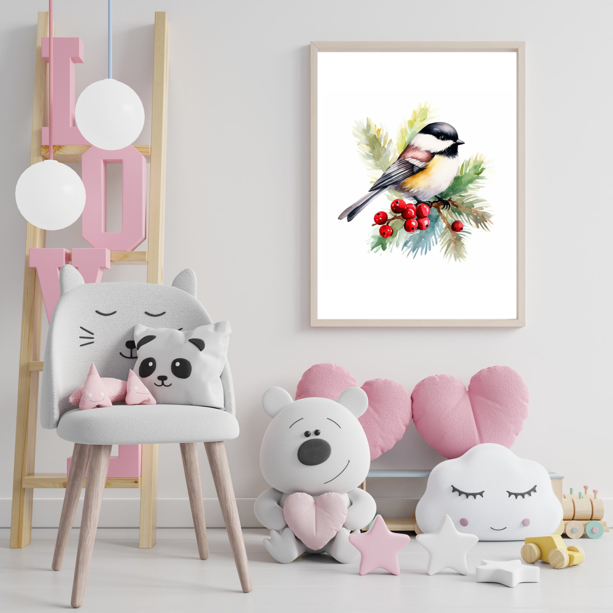 Chickadee Bird Watercolor Painting, Chickadee Printable Wall Art ...