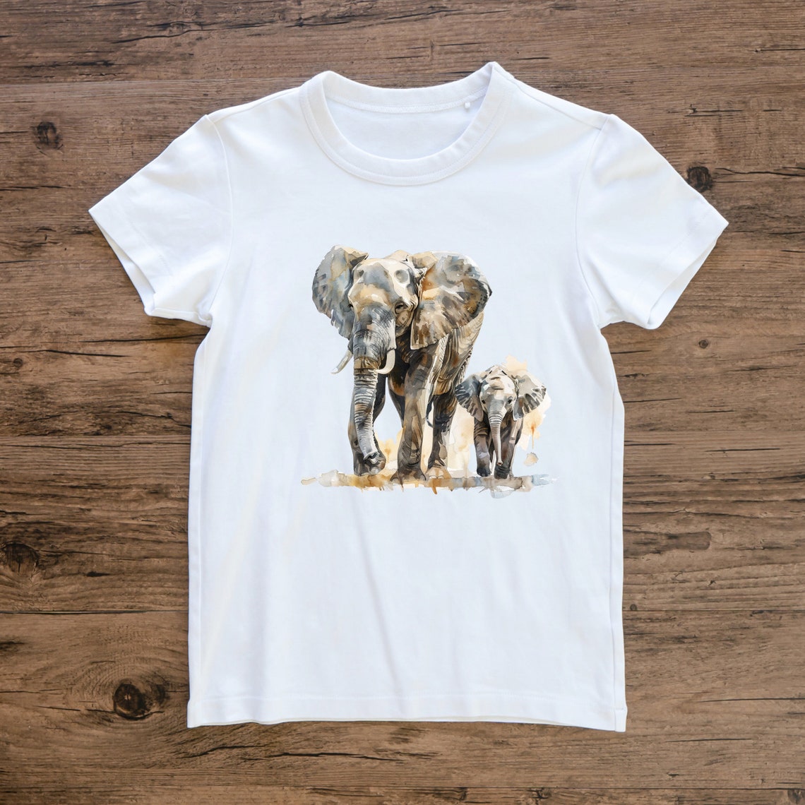 4 Set of Mother and Baby Elephant Watercolor Painting Printable Wall ...