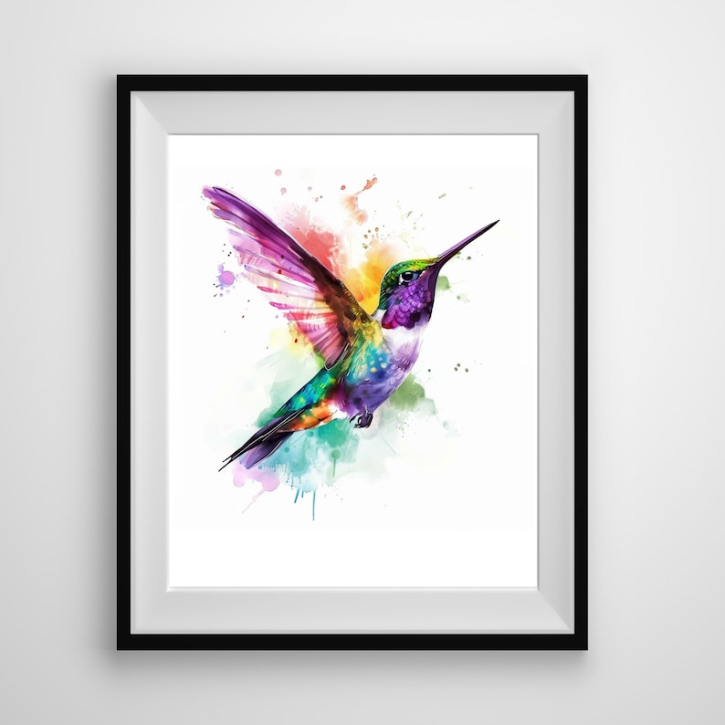 Hummingbird Watercolor Painting Printable Wall Art, Bird Wall Poster ...