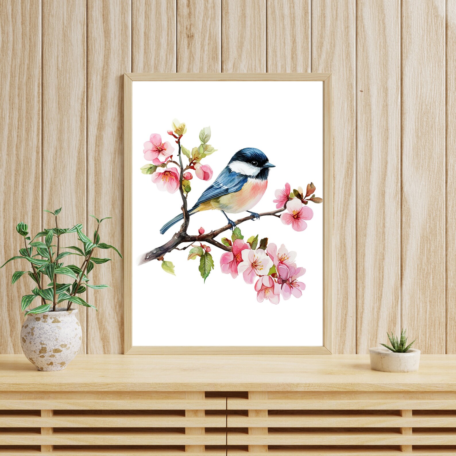 Chickadee Bird Watercolor Painting, Chickadee Printable Wall Art ...