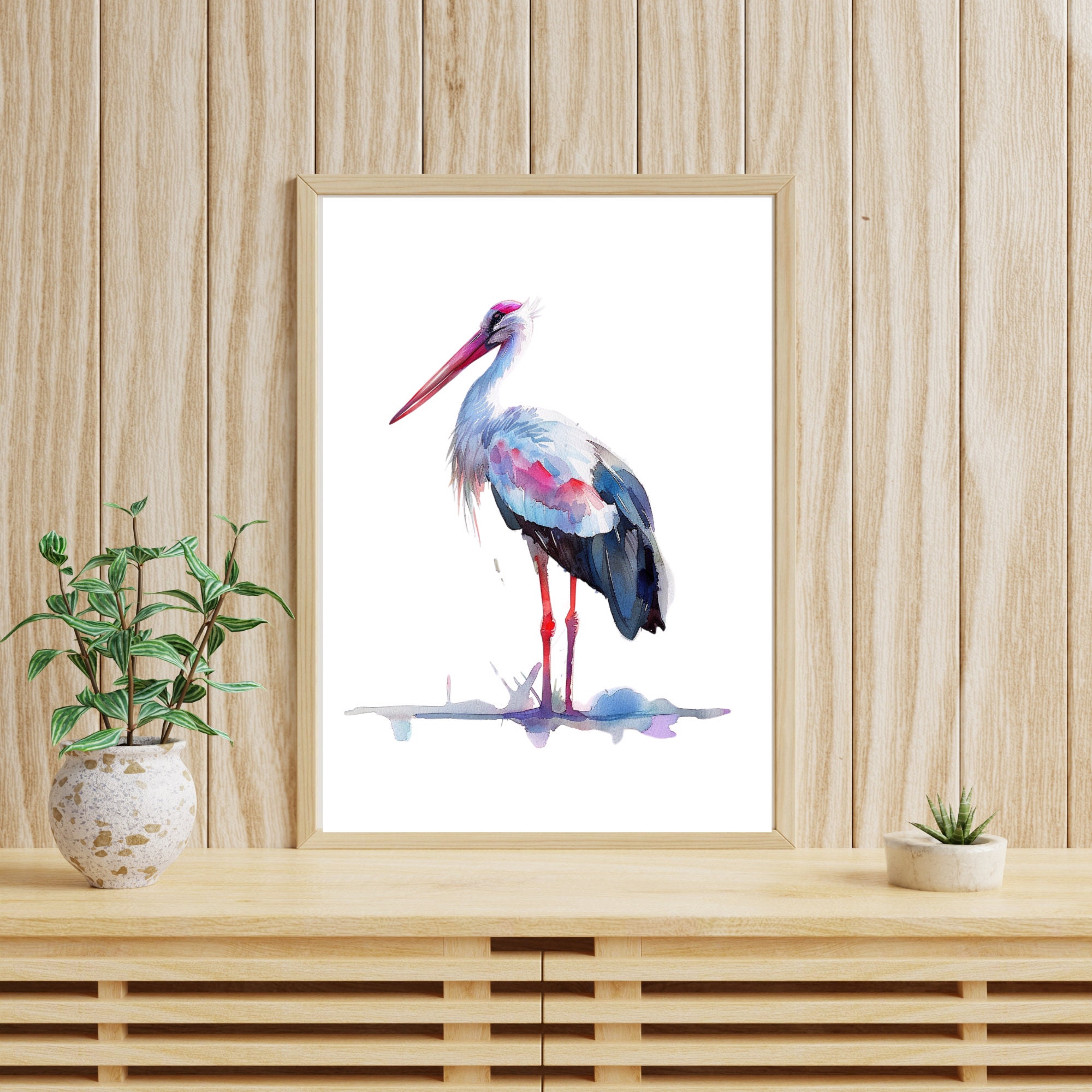 Stork Watercolor Painting Printable Wall Art, Stork Clipart, Stork ...