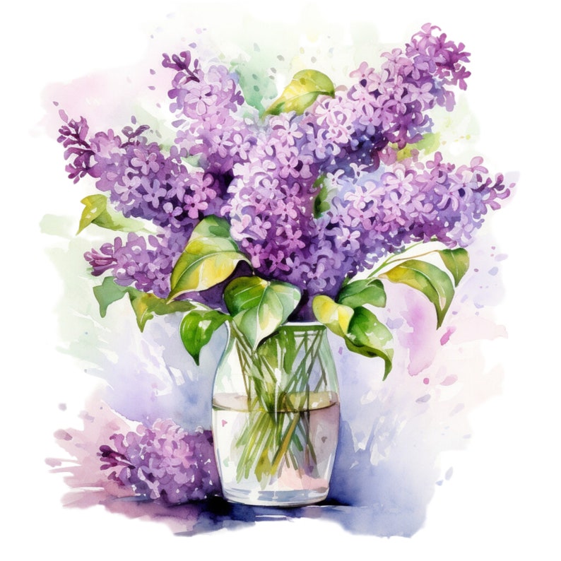 Lilac Watercolor Painting Printable Wall Art, Lilac Clipart, Lilac ...
