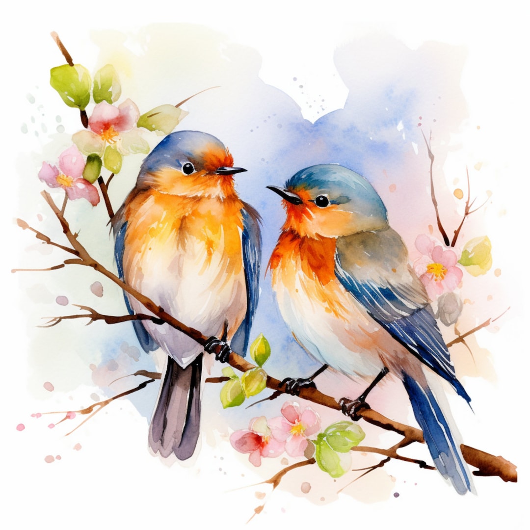 Birds Watercolor Painting Printable Wall Art, Bird Lovers Gift, Bird ...
