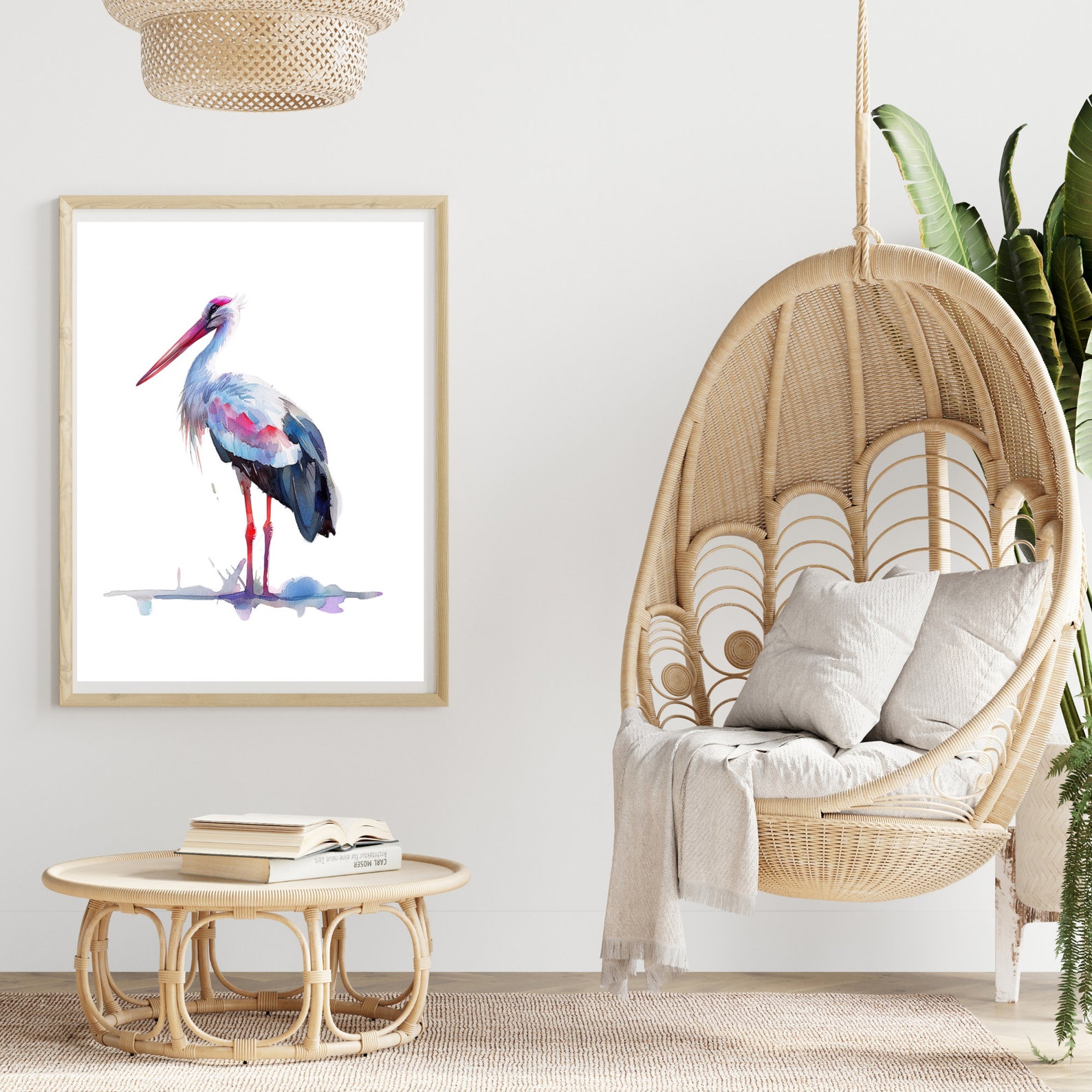 Stork Watercolor Painting Printable Wall Art, Stork Clipart, Stork ...