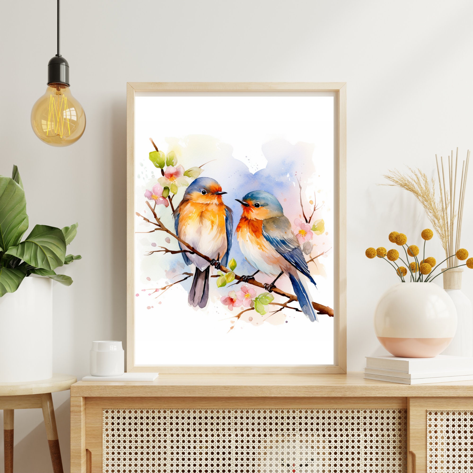 Birds Watercolor Painting Printable Wall Art, Bird Lovers Gift, Bird ...