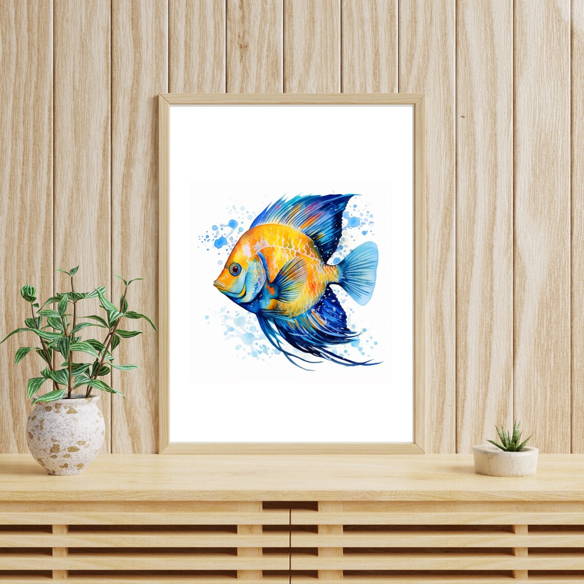 Angelfish Watercolor Painting, Angelfish Printable Wall Art, Fish ...