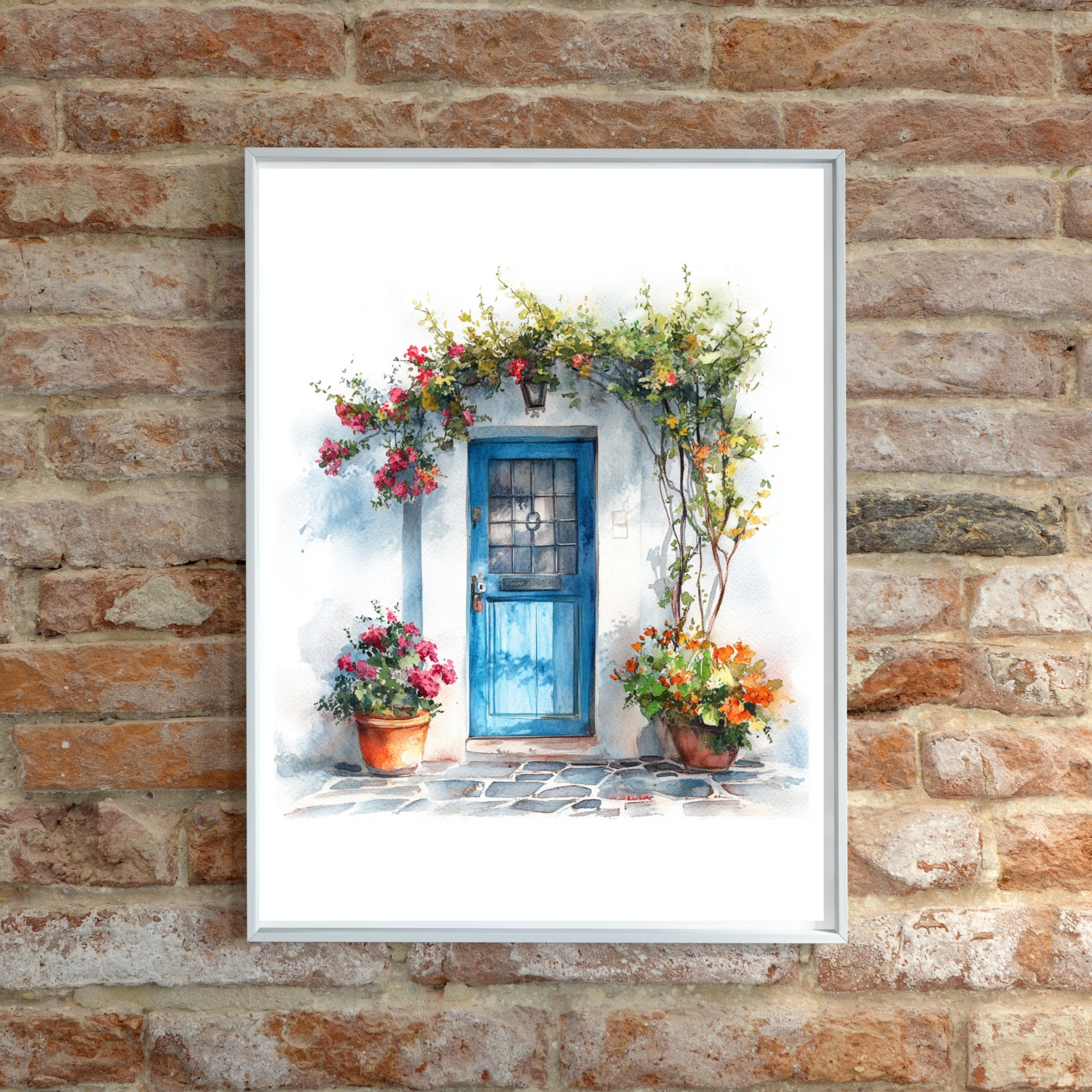 Floral Door Watercolor Painting Printable Wall Art, Home Decor, Wall ...