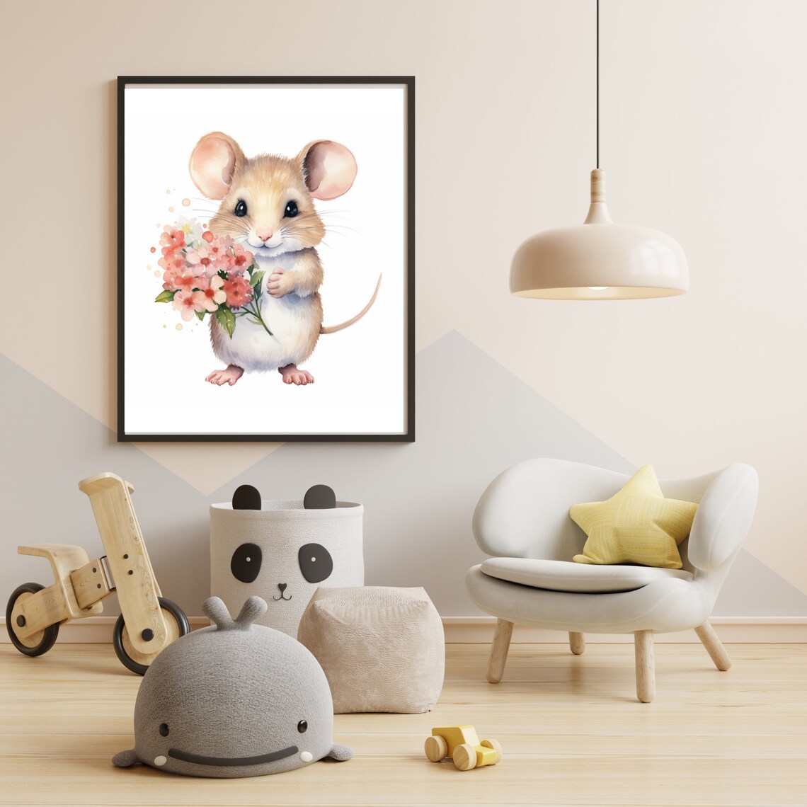 Mouse Watercolor Illustration Printable Wall Art, Mouse Watercolor ...
