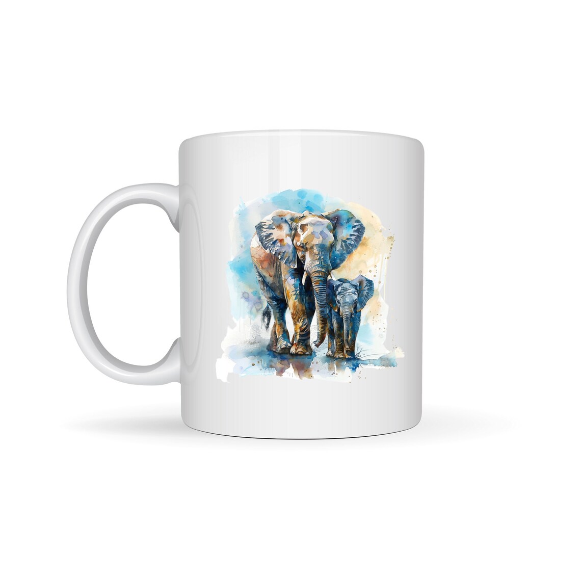 4 Set of Mother and Baby Elephant Watercolor Painting Printable Wall ...