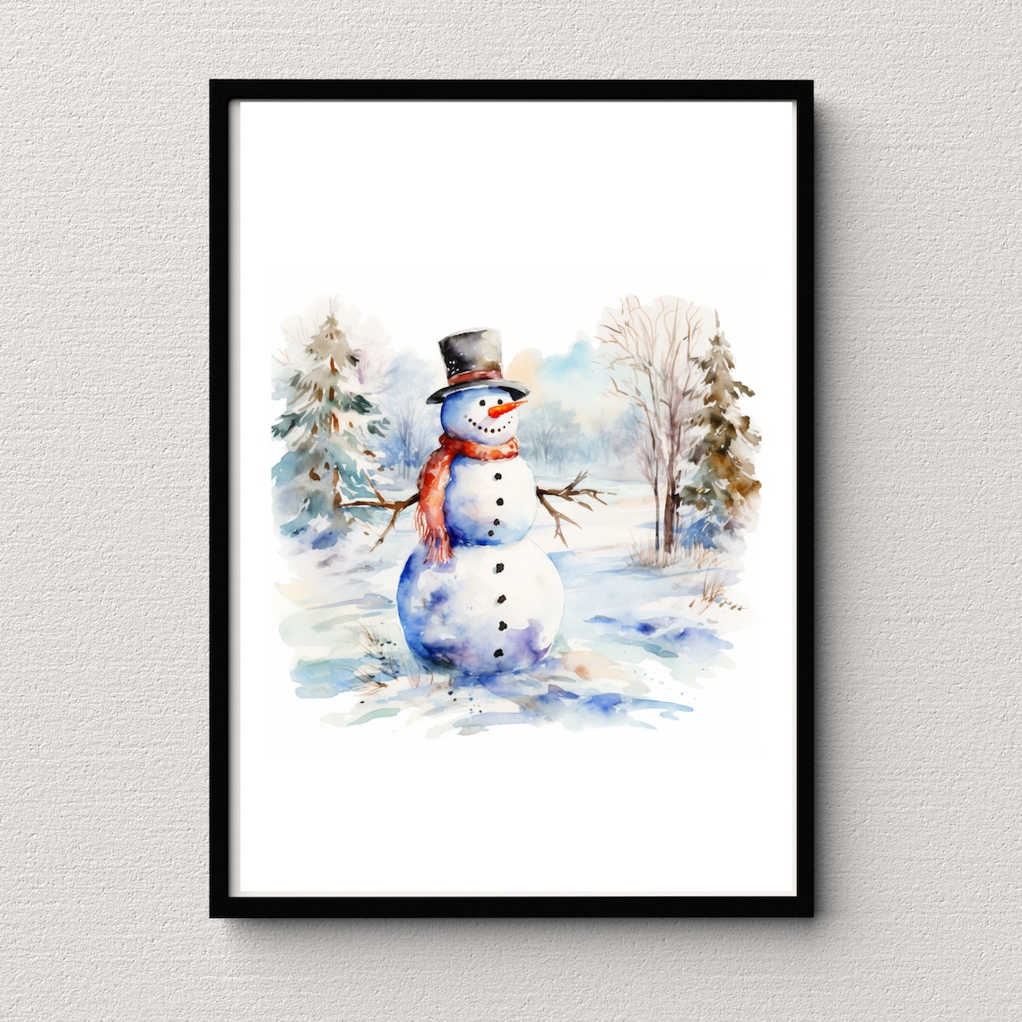 Snowman Watercolor Painting, Snowman Printable Wall Art, Instant ...
