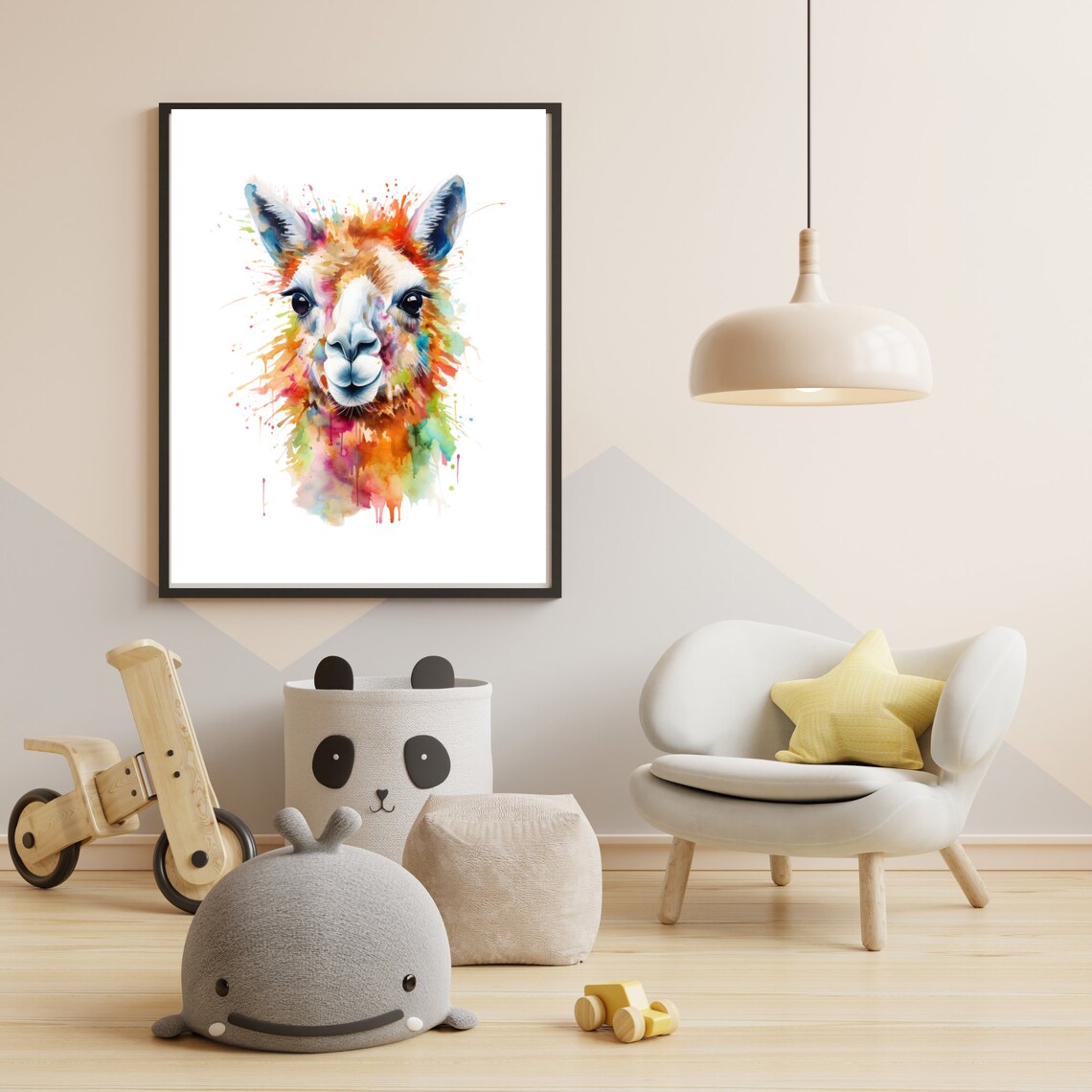 Llama Watercolor Painting Printable Wall Art, Animal Print, Nursery ...