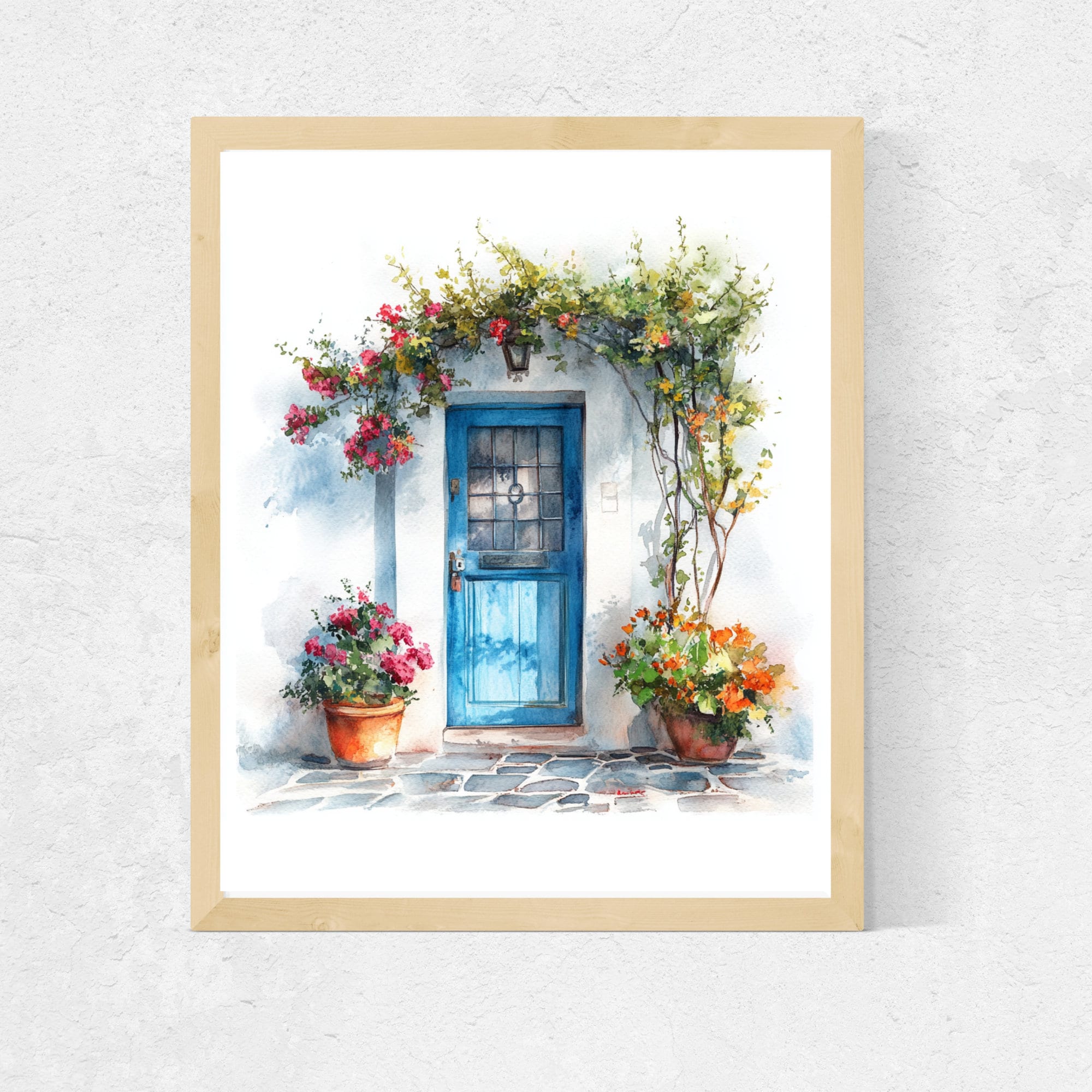 Floral Door Watercolor Painting Printable Wall Art, Home Decor, Wall ...