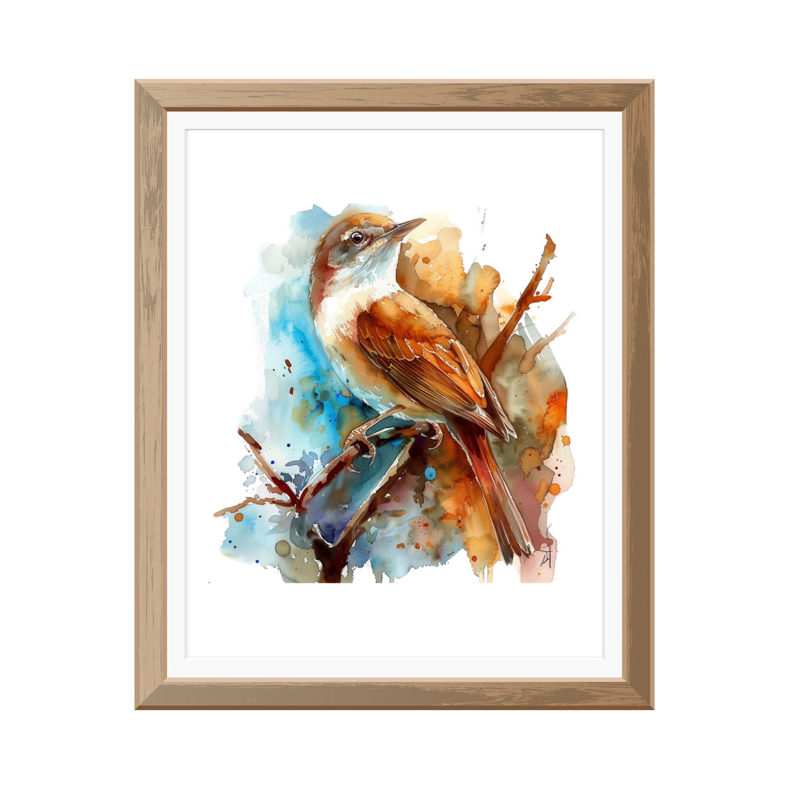 Nightingale Watercolor Painting Digital Wall Art, Digital Art Print ...