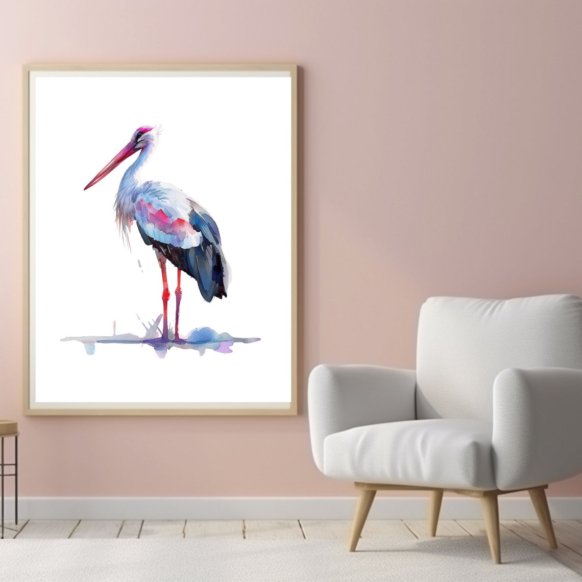 Stork Watercolor Painting Printable Wall Art, Stork Clipart, Stork ...