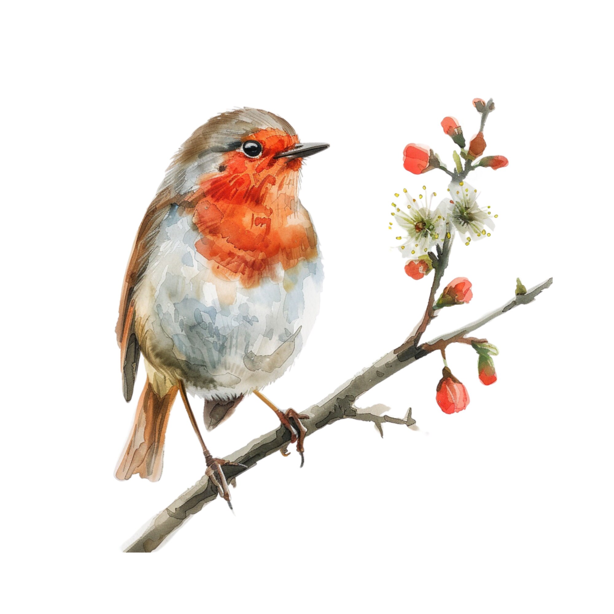 Watercolor Robin, 4 Digital Clipart Bundle, Printable Art, Pdf, Digital ...