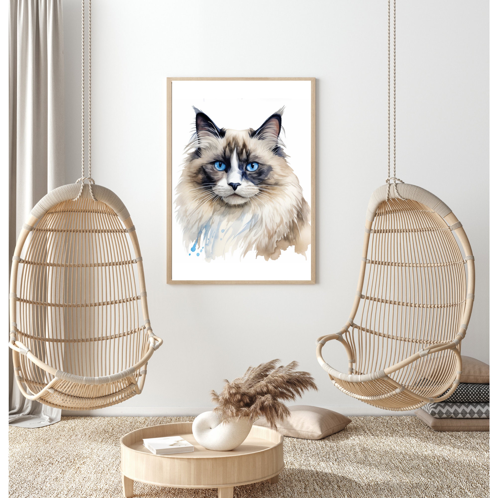 Ragdoll Cat Watercolor Painting Printable Wall Art, Cat Print, Ragdoll ...