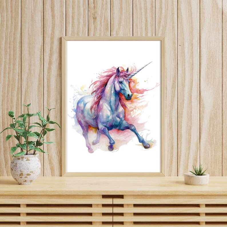 Unicorn Watercolor Illustration Printable Wall Art, Unicorn Clipart ...