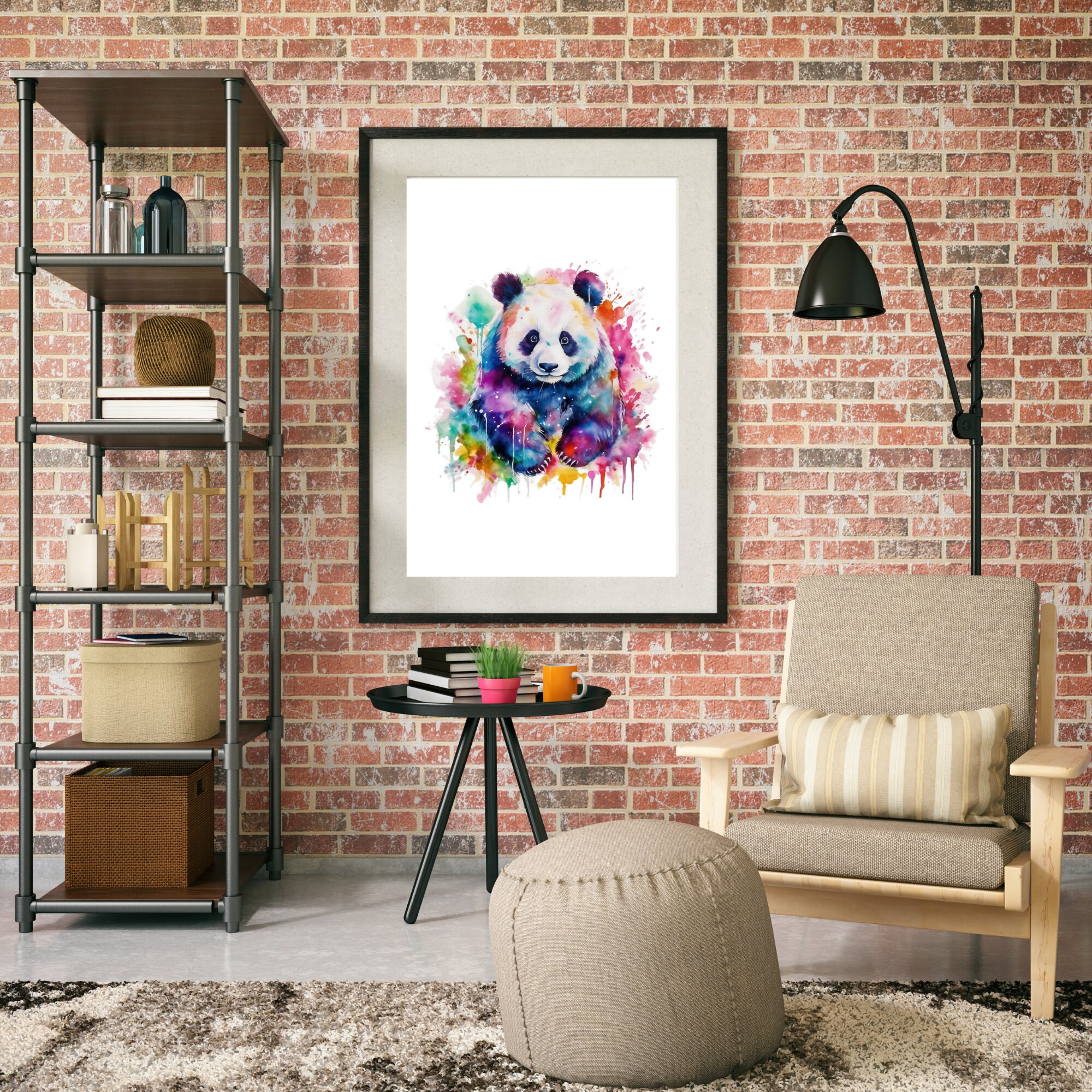Panda Colorful Art, Panda Watercolor Painting, Panda Digital Print ...