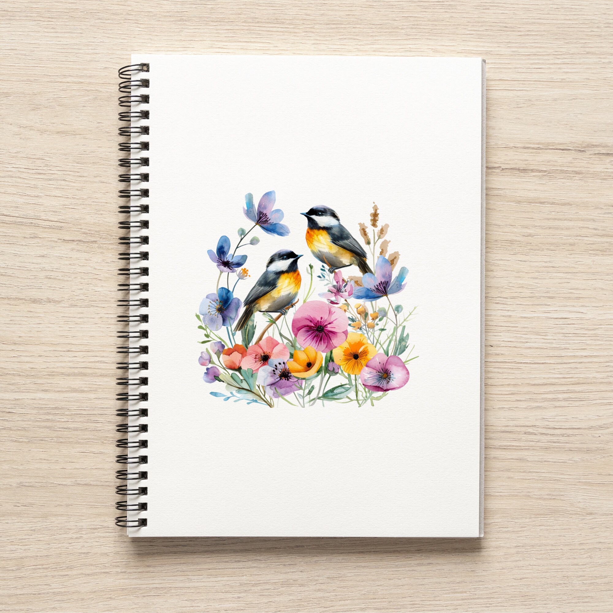 Spring Birds Watercolor Printable Wall Art, Floral Birds, Birds With ...
