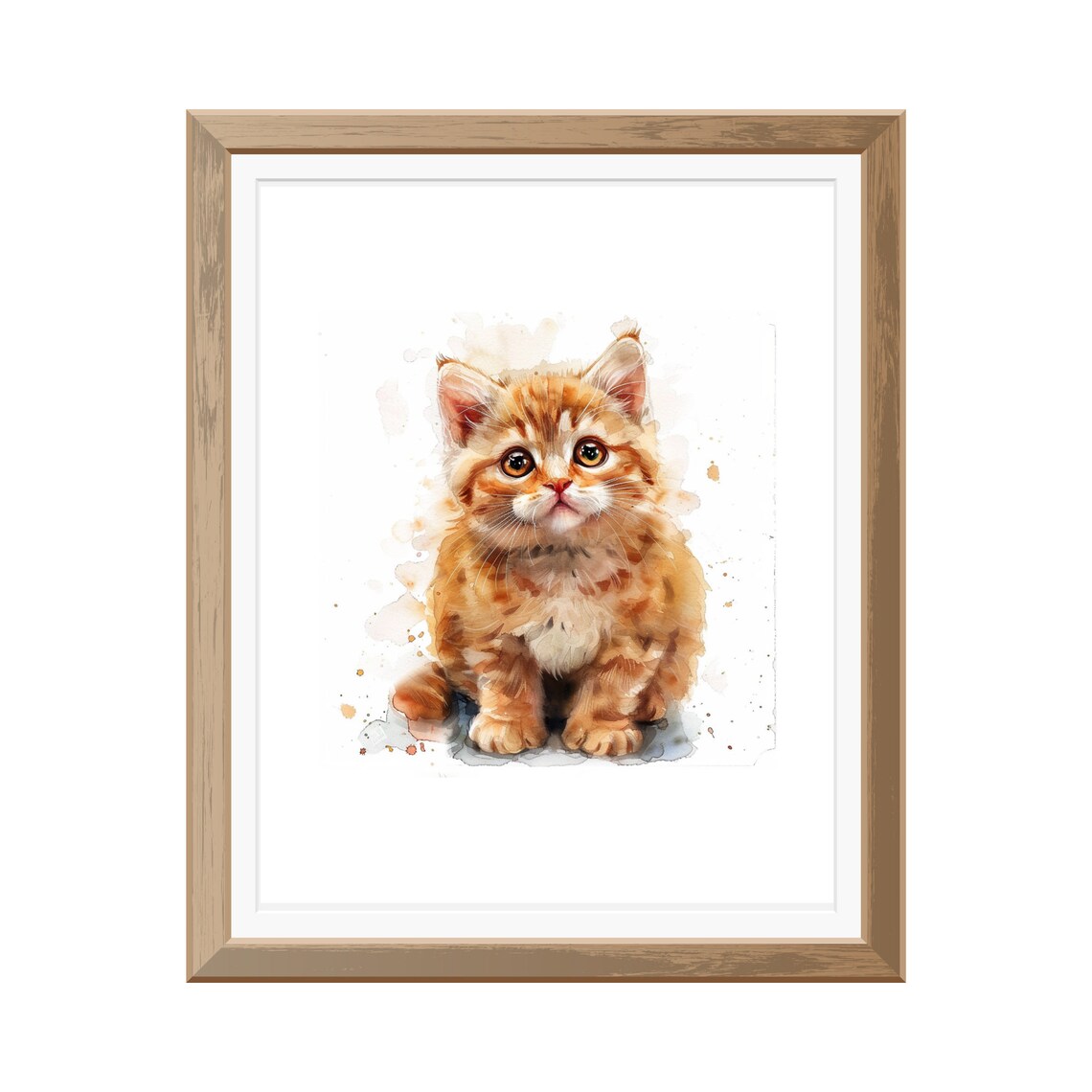 Yellow Cat Watercolor Painting Printable Wall Art , Yellow Kitten ...