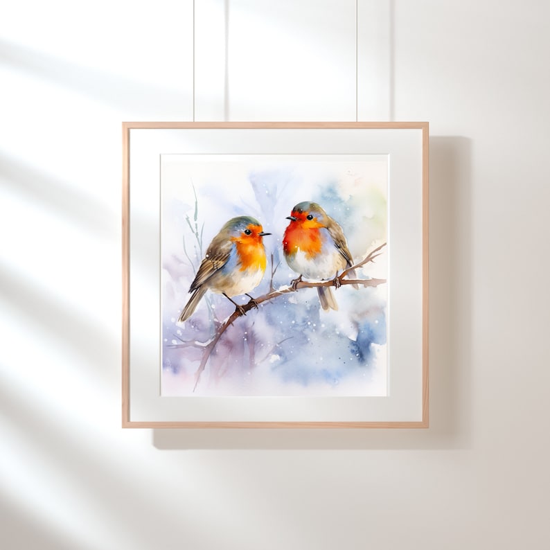 Robin Birds Watercolor Painting Printable Wall Art, Instant Download ...