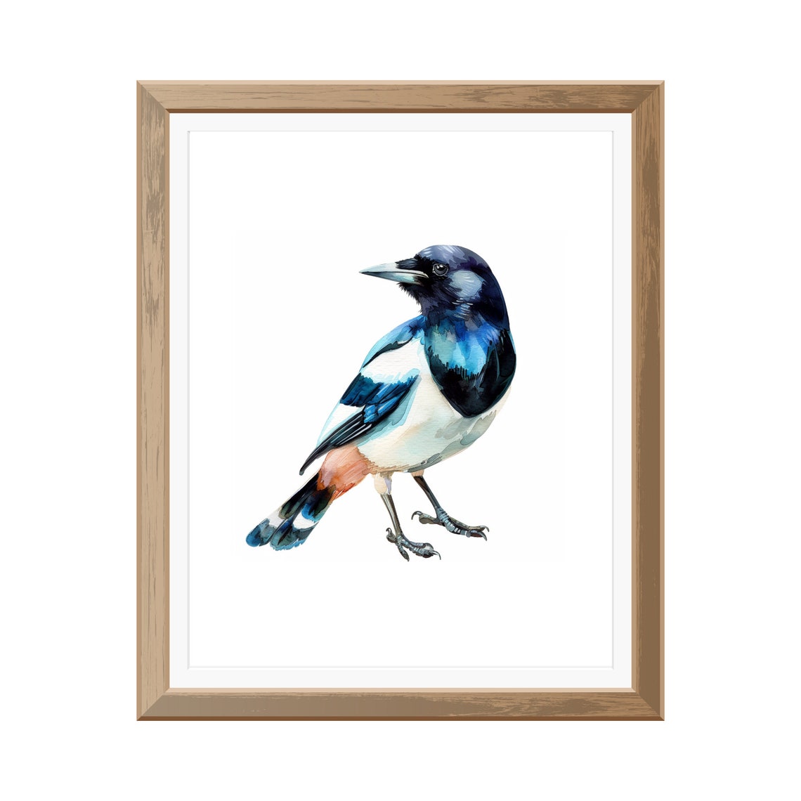 Magpie Watercolor Painting Printable Wall Art, Magpie Bird Clipart ...