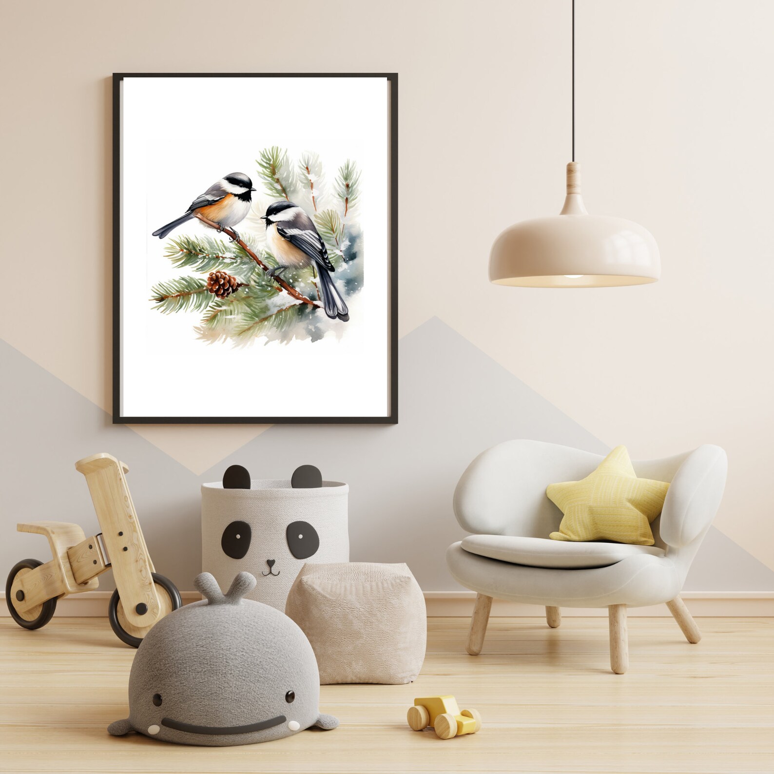 Chickadee Birds Watercolor Painting Printable Wall Art, Chickadee ...
