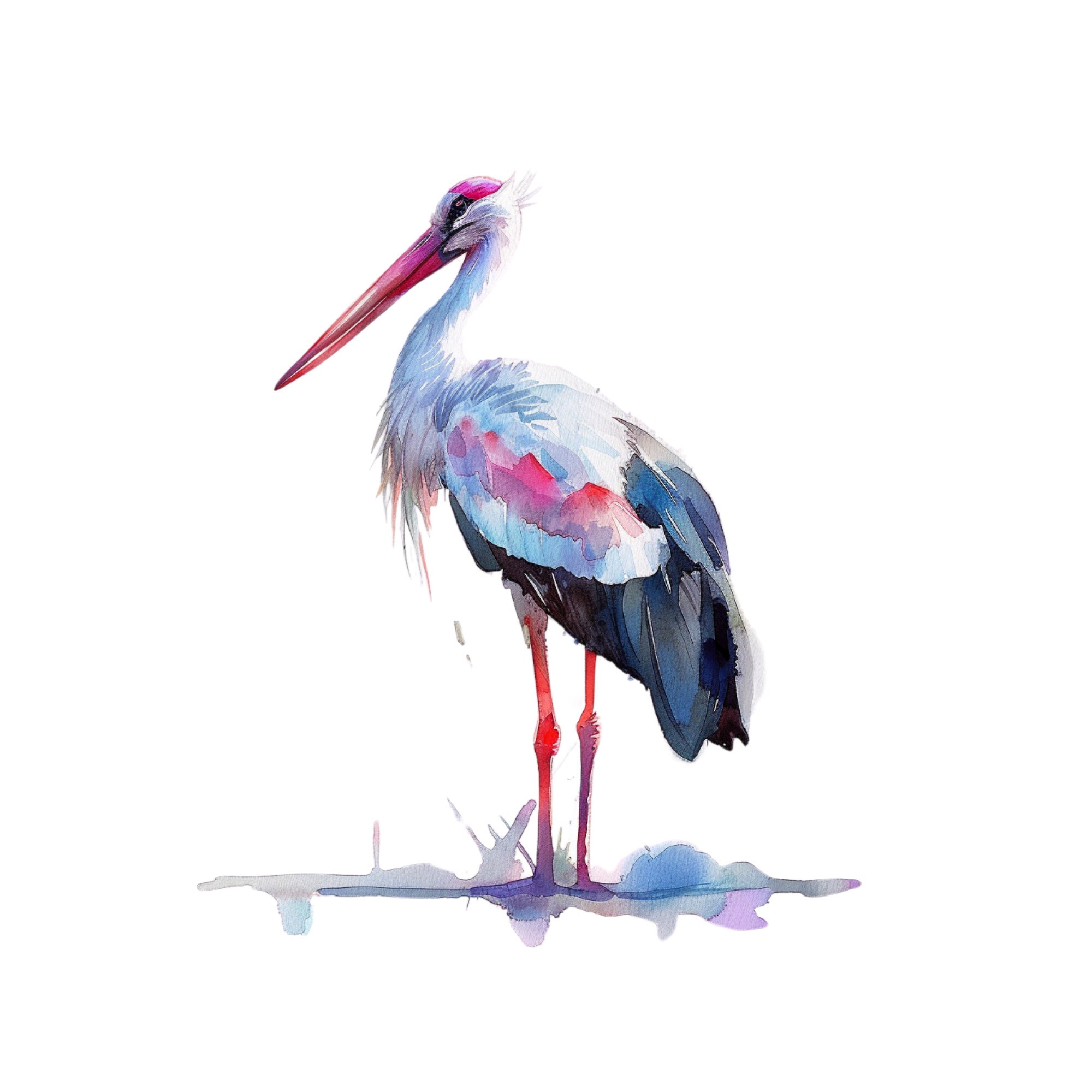 Stork Watercolor Painting Printable Wall Art, Stork Clipart, Stork ...