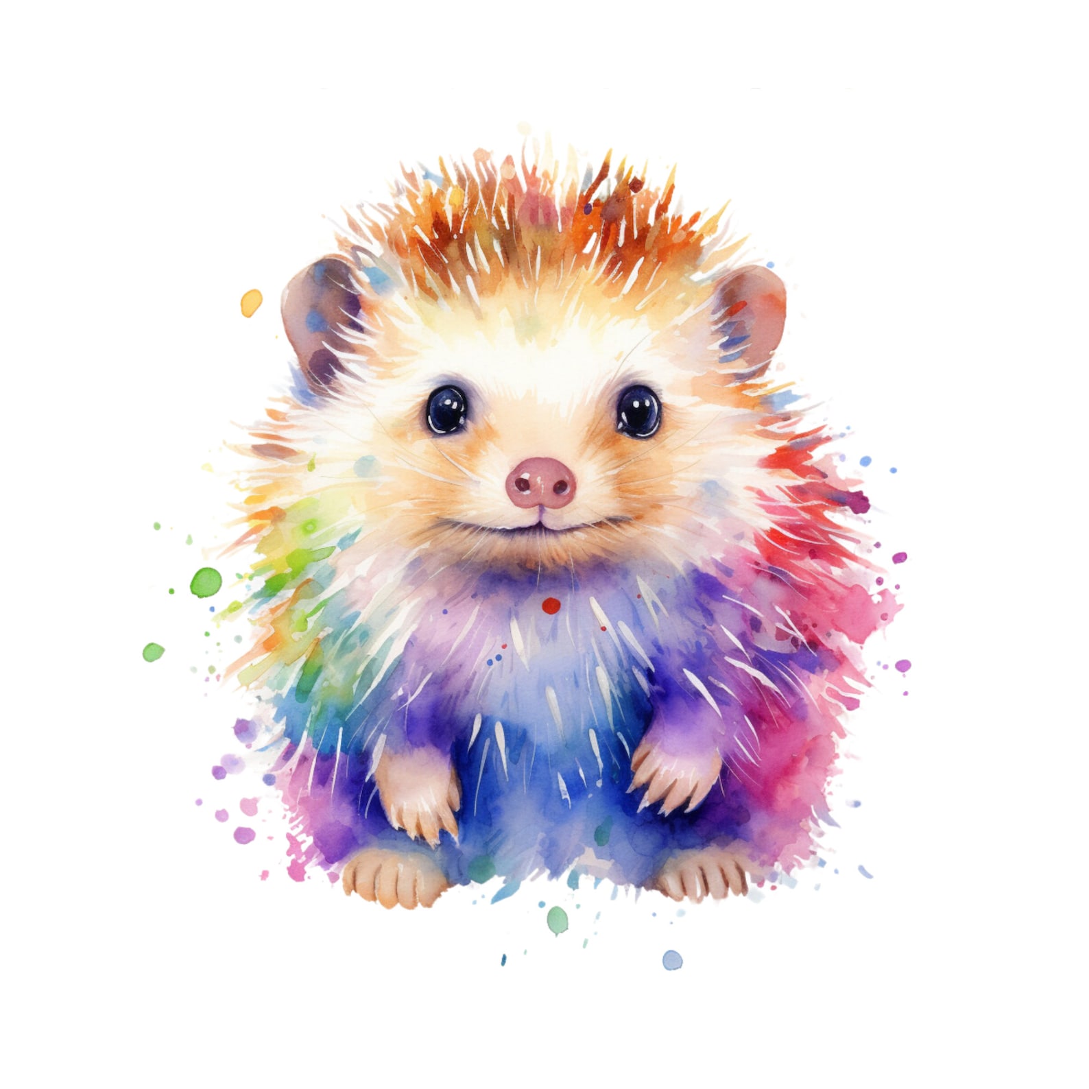 Hedgehog Watercolor Painting, Colorful Art, Hedgehog Printable Wall Art ...