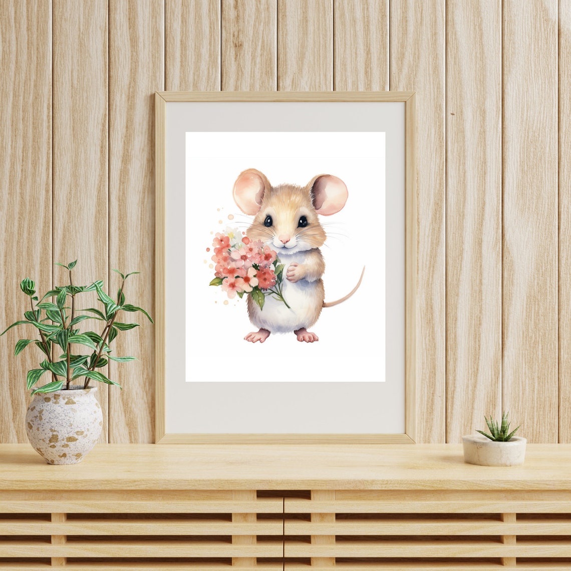 Mouse Watercolor Illustration Printable Wall Art, Mouse Watercolor ...