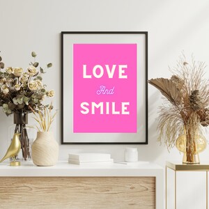 Love and Smile, Affirmation Poster, Wall Art Quote, Printable Quote ...