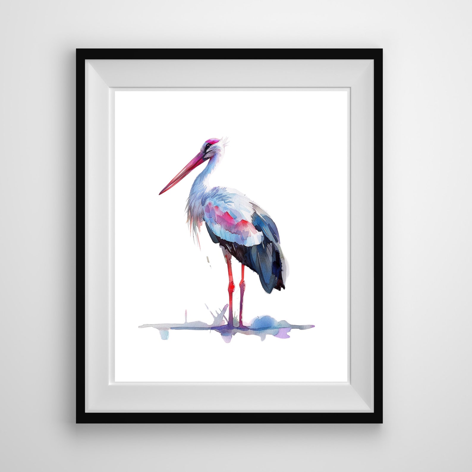Stork Watercolor Painting Printable Wall Art, Stork Clipart, Stork ...