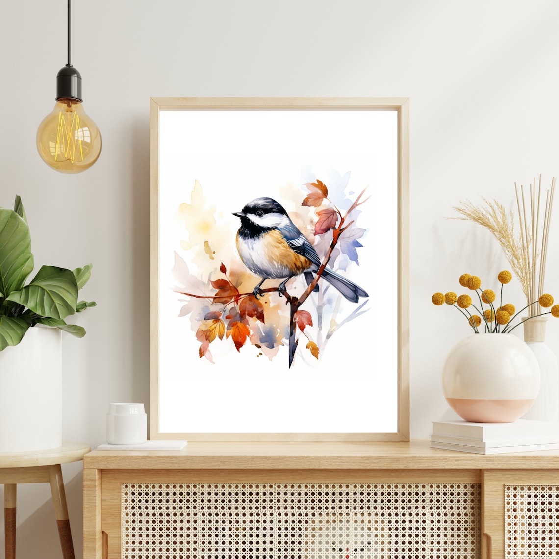 Chickadee Bird Watercolor Painting, Chickadee Printable Wall Art ...