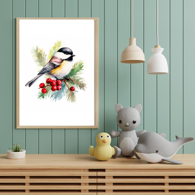 Chickadee Bird Watercolor Painting, Chickadee Printable Wall Art ...