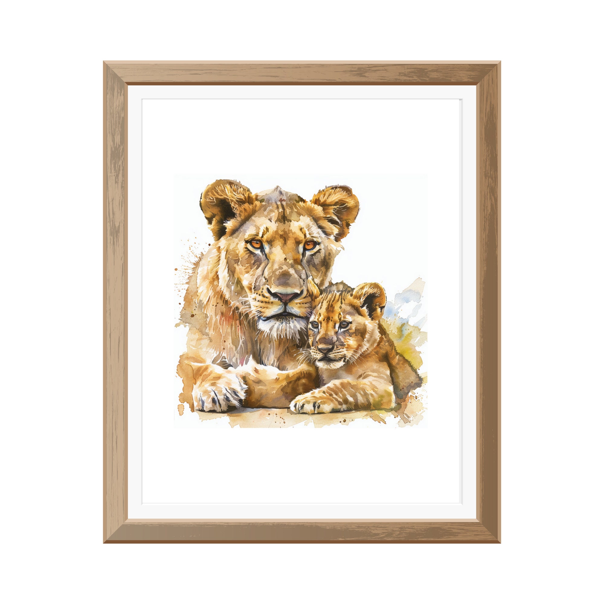 Mother and Baby Lion Watercolor Clipart, Printable Wall Art, Digital ...