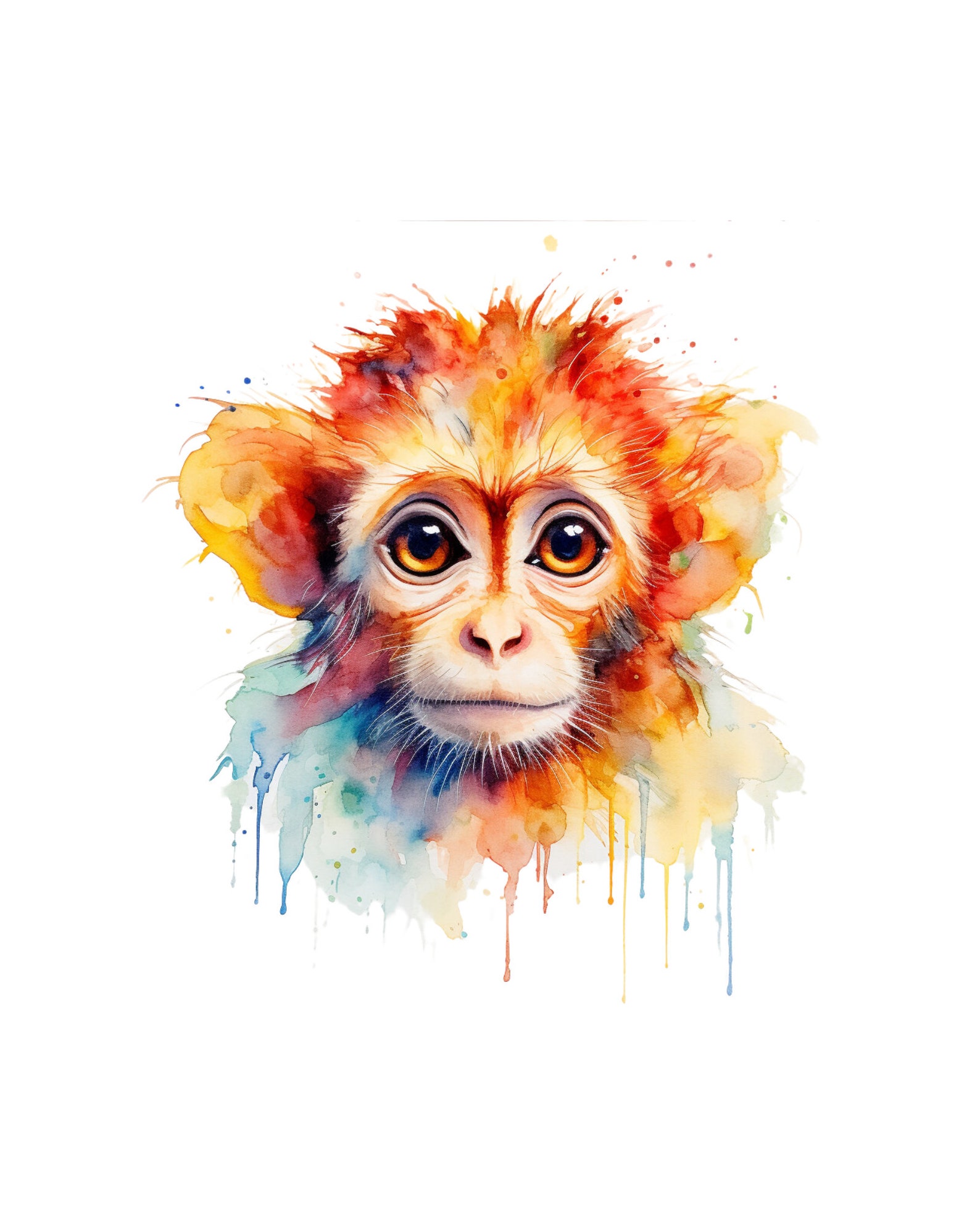 Monkey Watercolor Painting, Monkey Printable Wall Art, Monkey Nursery ...