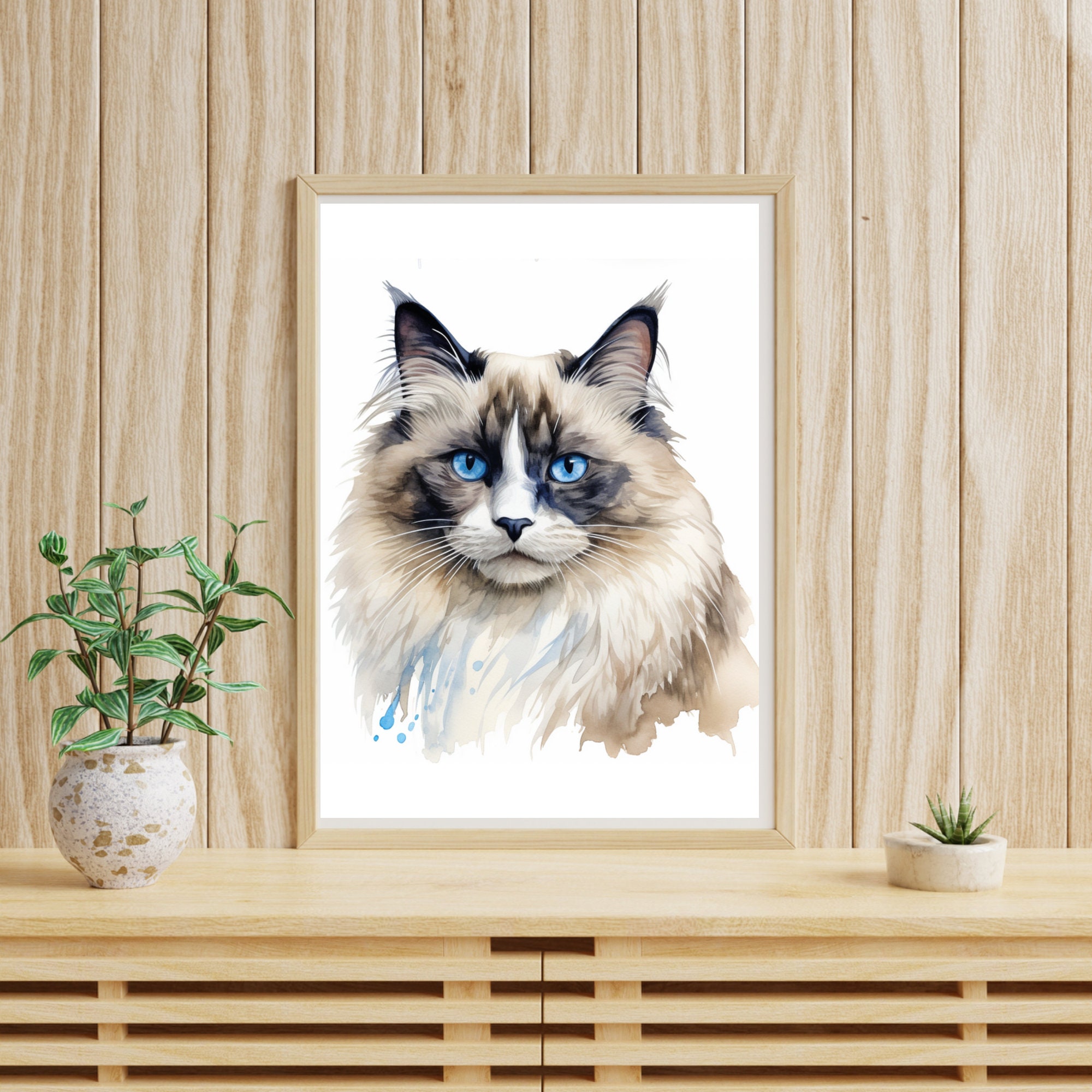 Ragdoll Cat Watercolor Painting Printable Wall Art, Cat Print, Ragdoll ...