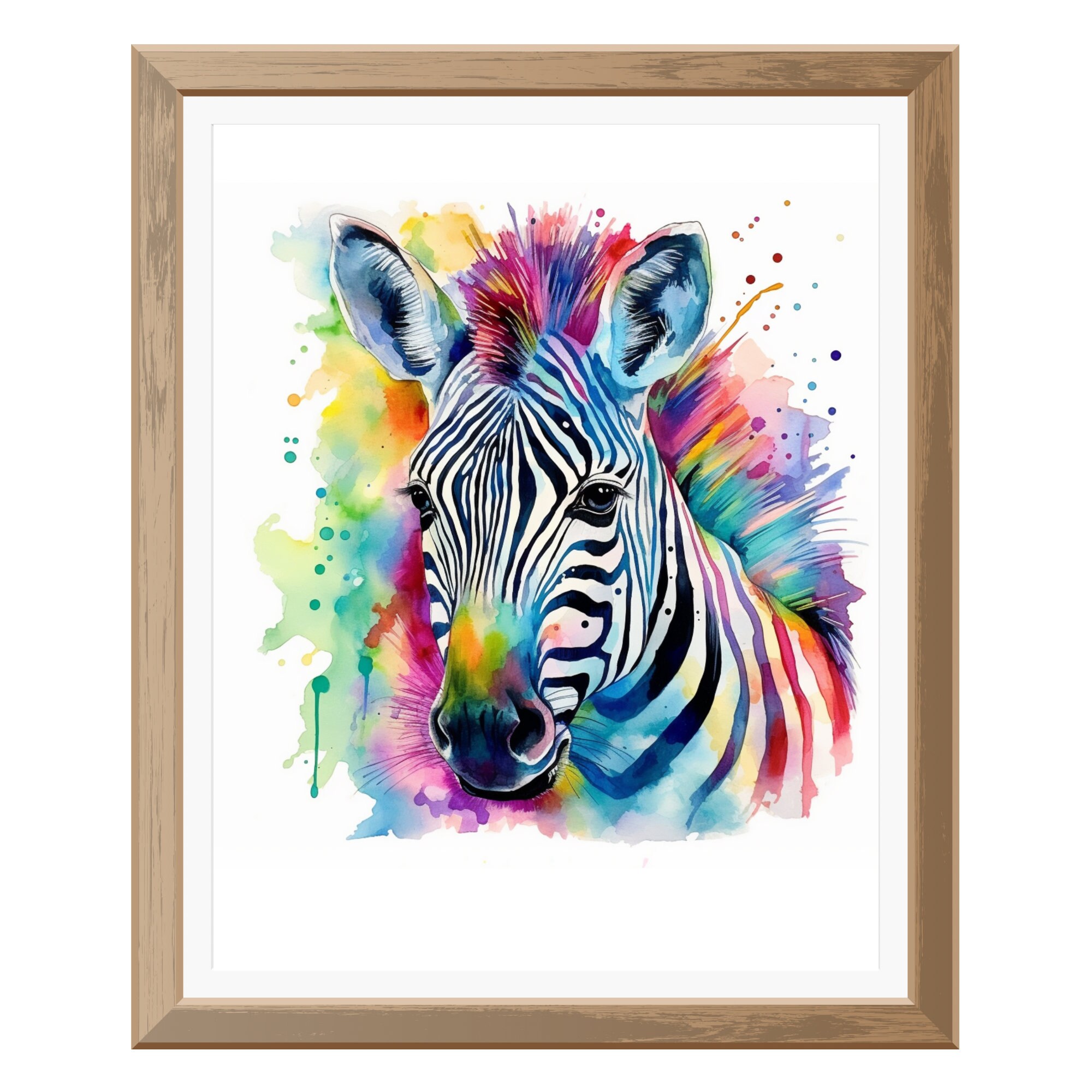 Colorful Printable Watercolor Zebra Painting for Home Decor and ...