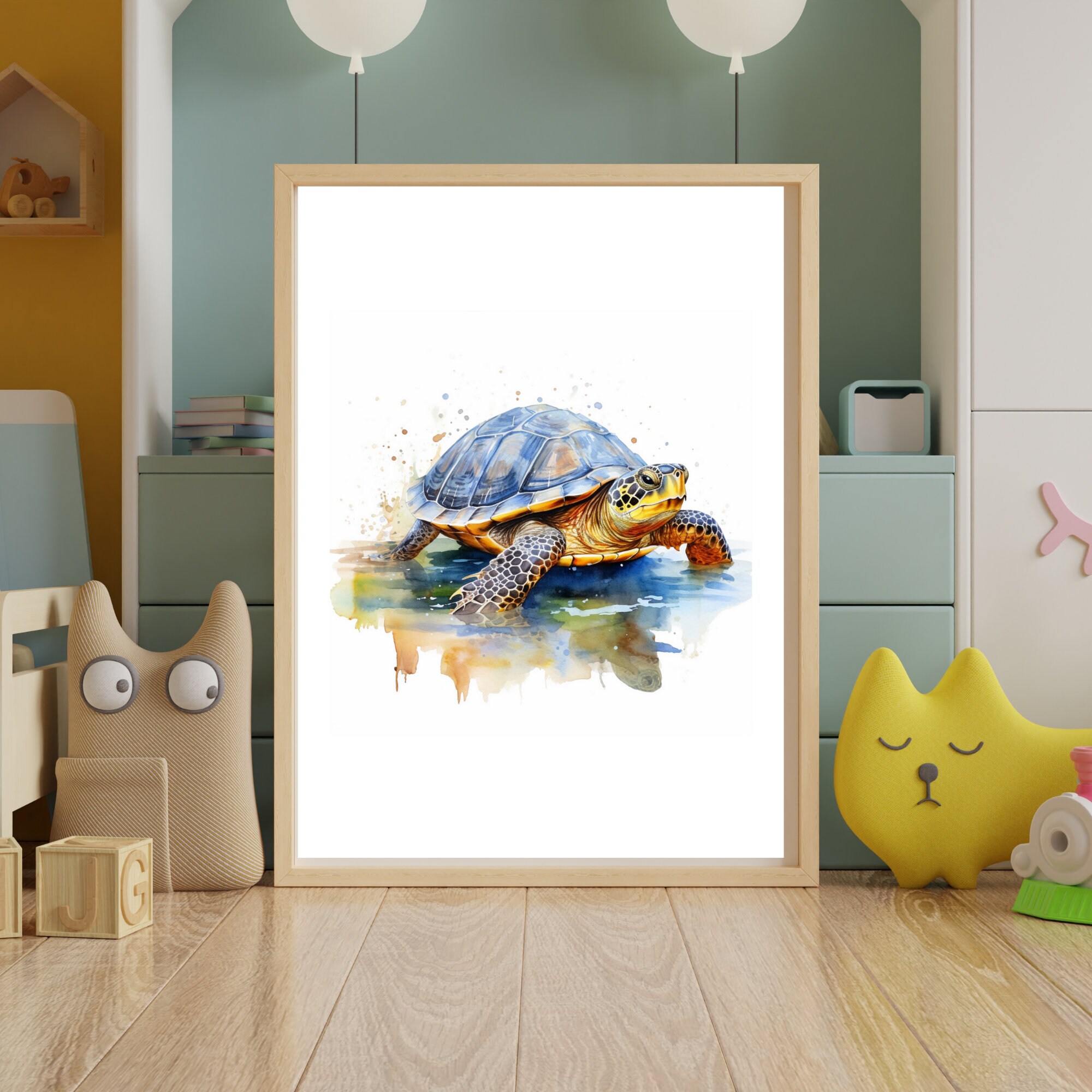 Turtle Watercolor Painting Printable Wall Art, Turtle Clipart, Turtle ...