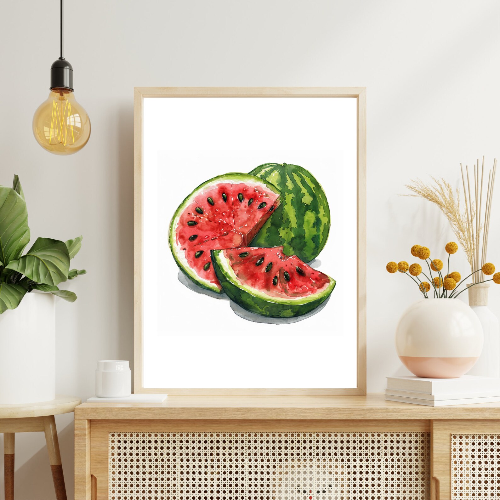 Watermelon Watercolor Painting Printable Wall Art, Watermelon Clipart ...