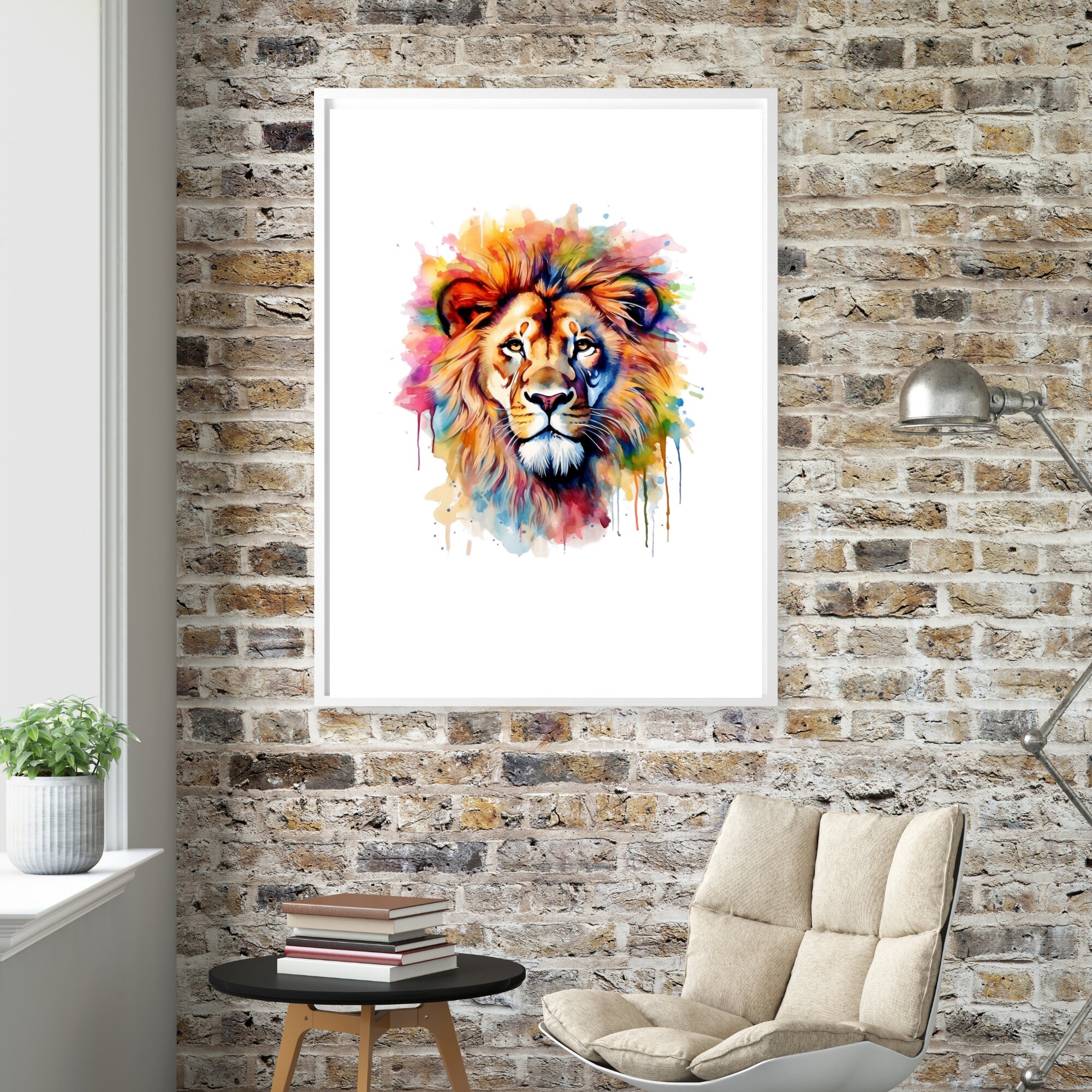 Lion Digital Print, Animal Printable Wall Art, Lion Painting Print ...