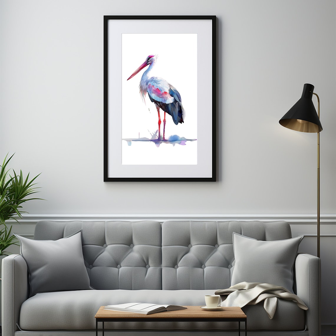 Stork Watercolor Painting Printable Wall Art, Stork Clipart, Stork ...