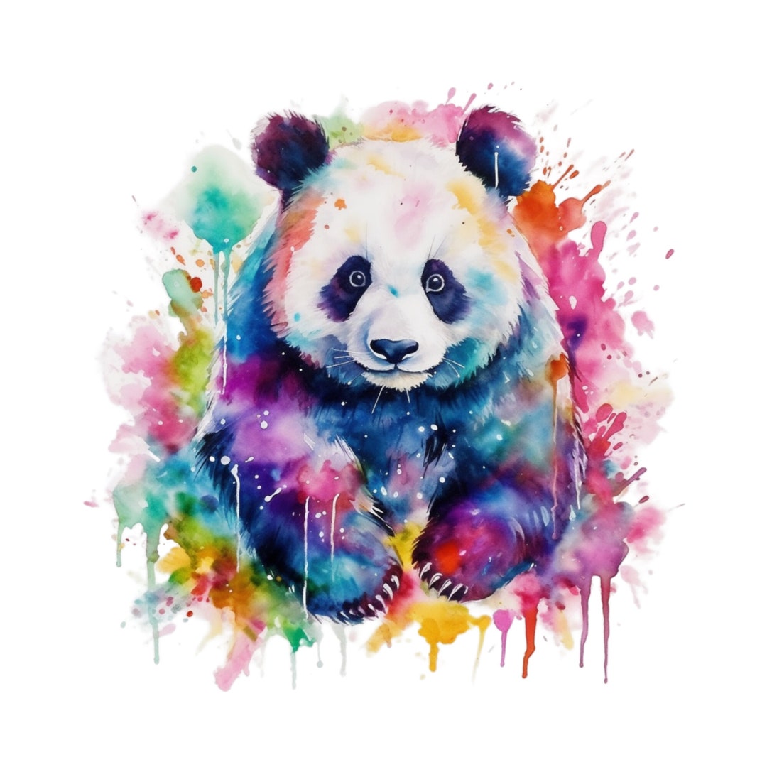 Panda Colorful Art, Panda Watercolor Painting, Panda Digital Print ...
