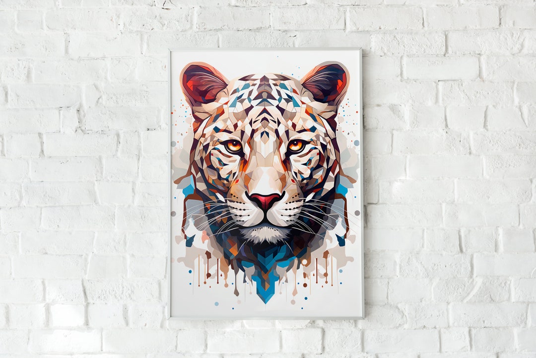Jaguar Wall Art for Living Room Jaguar Painting Geometric Art Jaguar ...