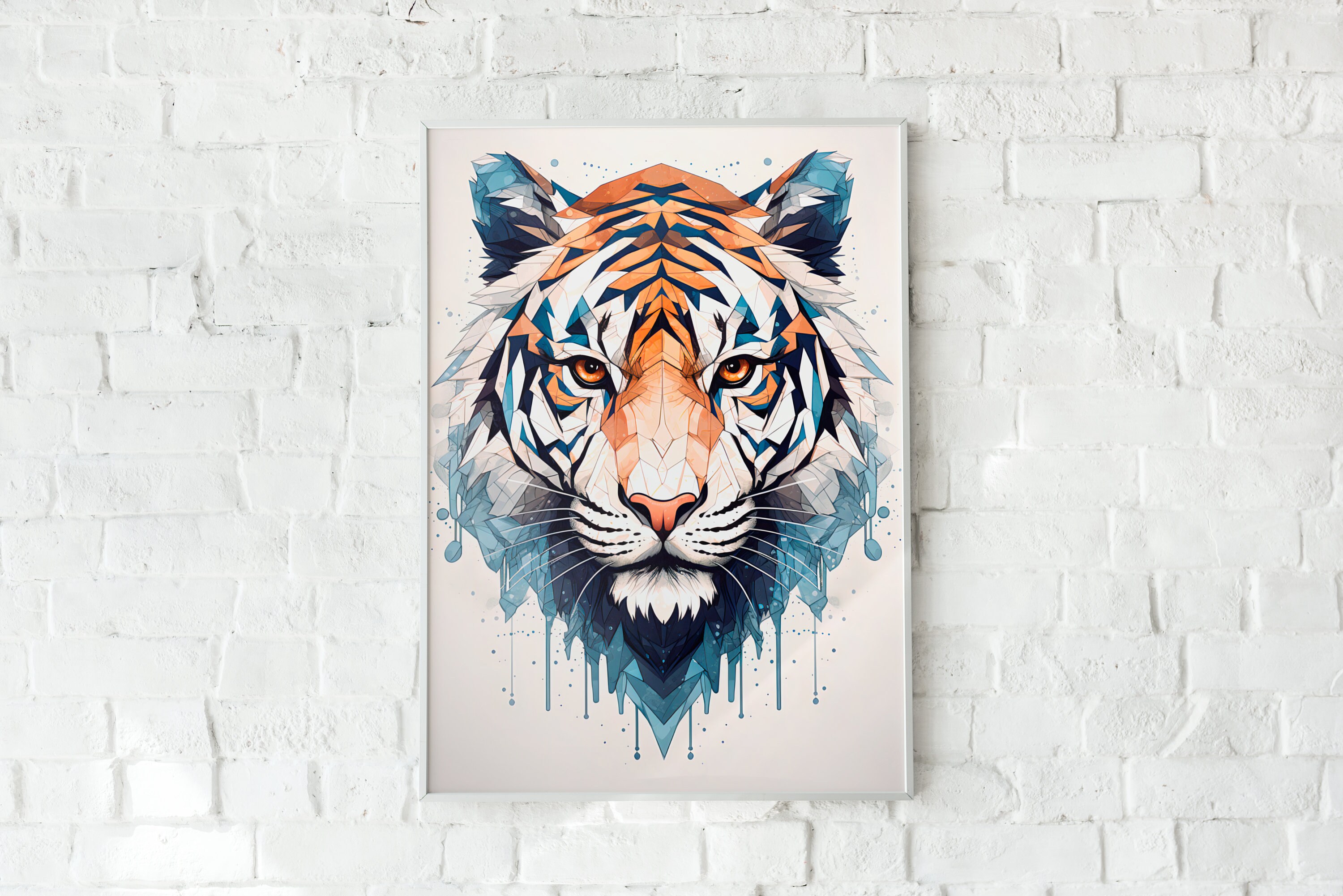 Tiger Wall Art for Living Room Tiger Painting Geometric Art Tiger Art ...