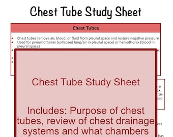 Chest Tube Care Printable | Quick Reference Guide | Nurse Tip Sheet ...